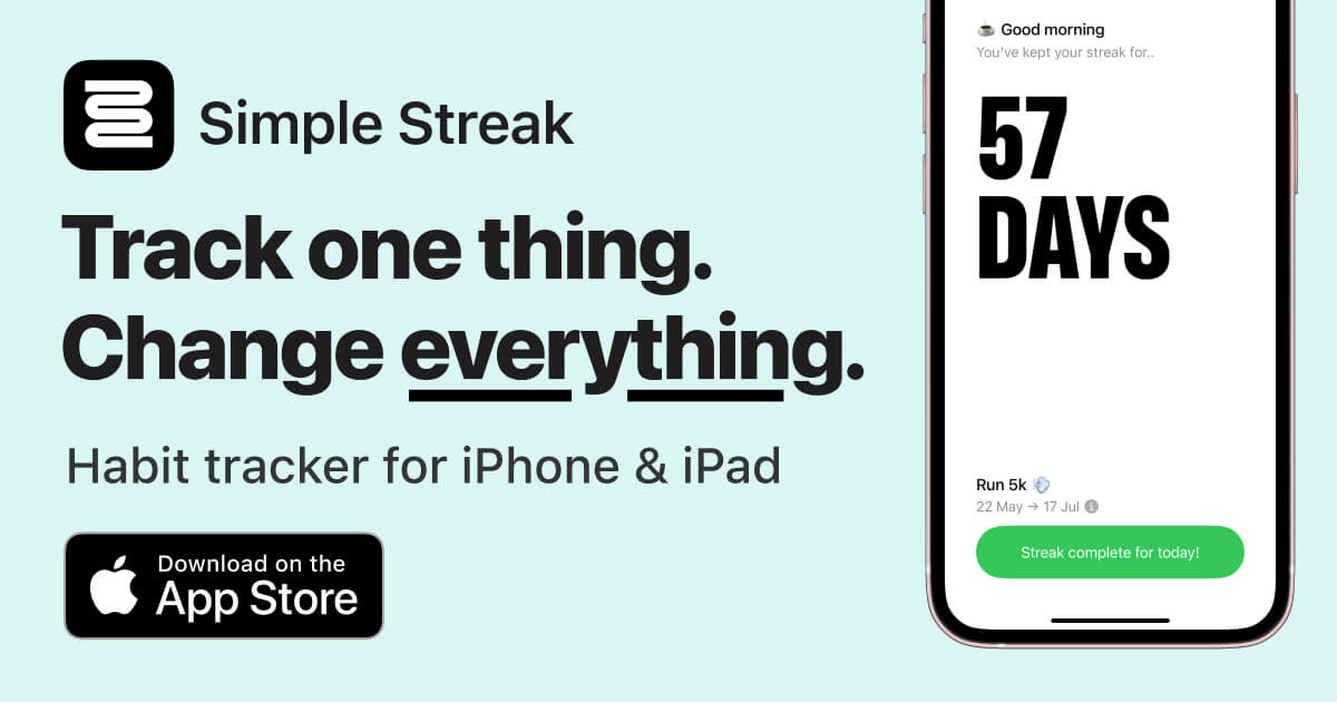Simple Streak - Habit Tracker iPhone App | Build Lasting Habits